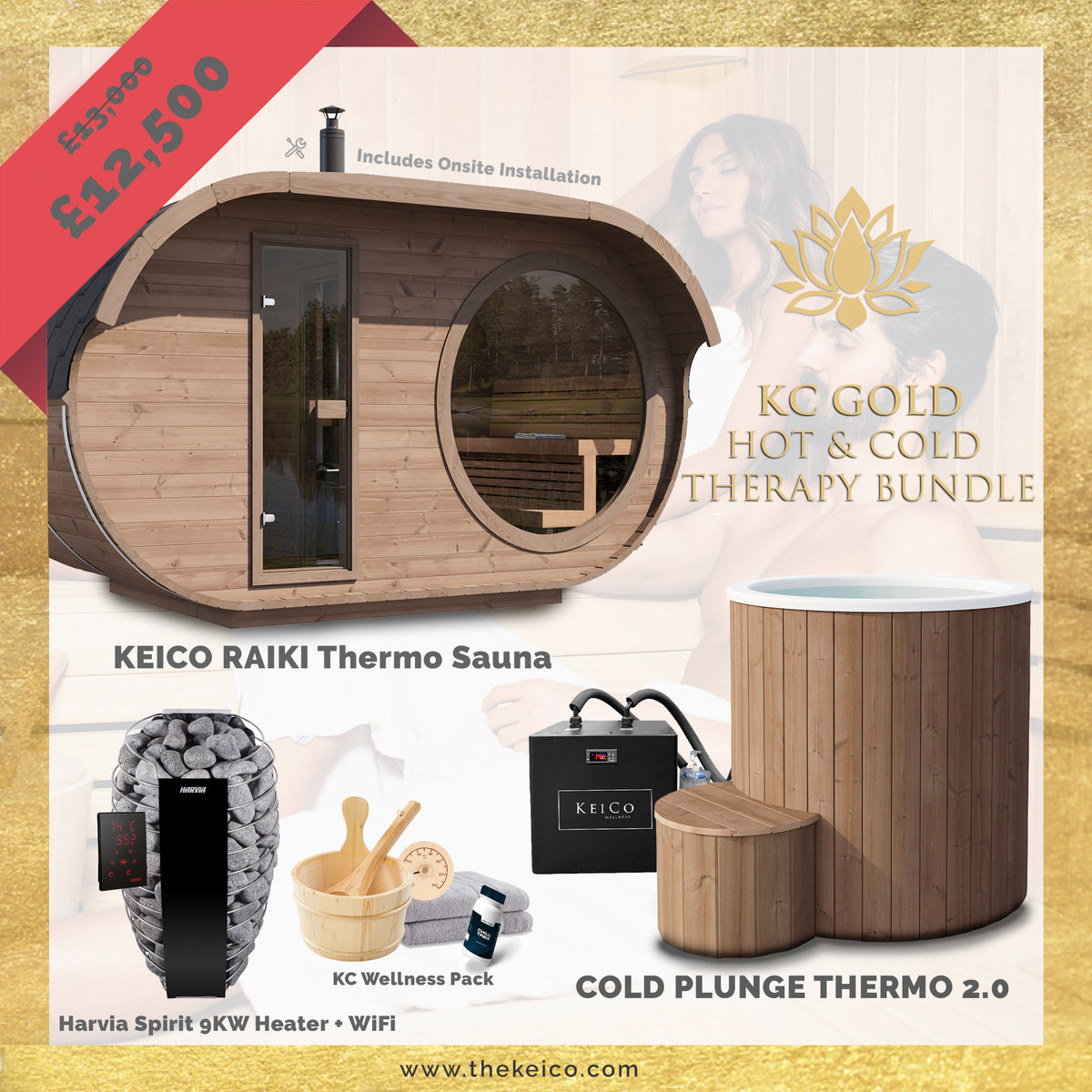 Gold Package: Raiki Outdoor Sauna & Chill Tub Lite | KeiCo Wellness ...