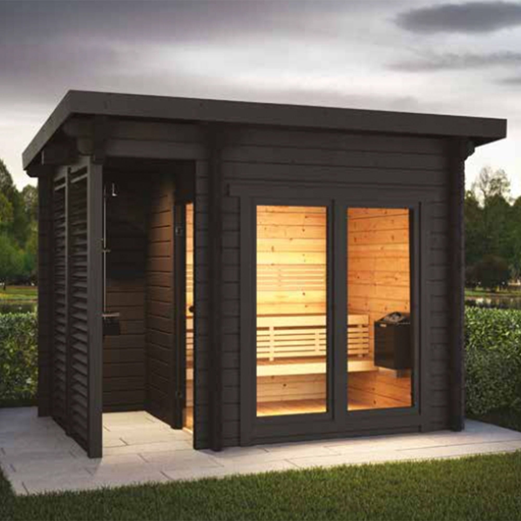 KC ISLA Sauna with Outdoor Shower | Luxury Glass-Fronted Sauna UK– The ...